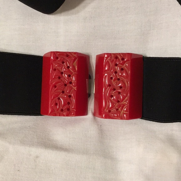 Accessories | Vintage Stretchy Red Buckle Belt | Poshmark